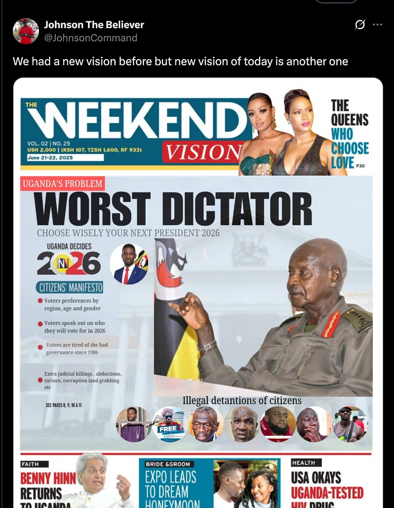 ALTERED: This New Vision newspaper front page is doctored