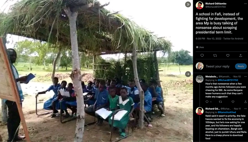 FALSE: Photo is not of a school in Fafi, Garissa County