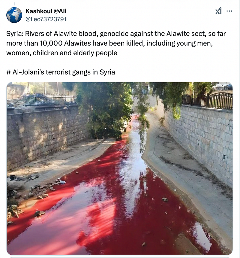 FALSE: This photo doesn’t depict the blood of members of Syria’s ...