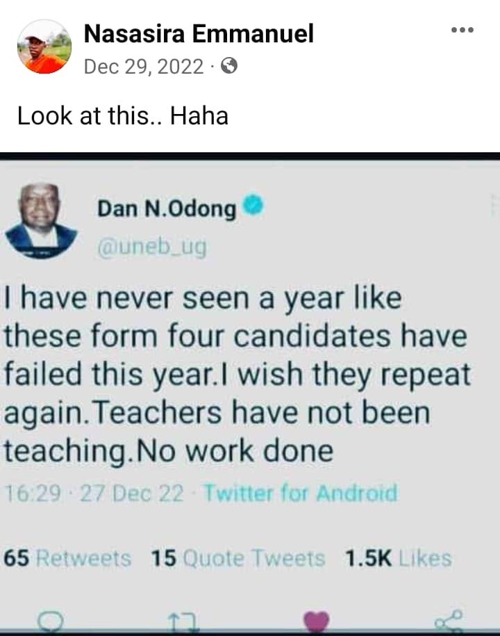 FALSE: Uganda’s exams body executive director didn’t tweet that Form ...