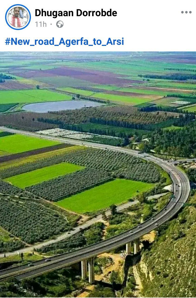 FALSE: This image is not of a new road from Agarfa to Arsi in Ethiopia