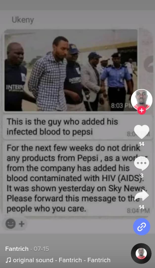 FALSE: This image is not of a suspect who laced Pepsi with HIV infected ...