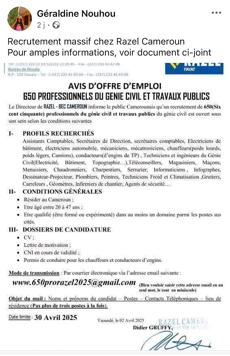 CANULAR : La Société de Génie Civil Razel-Bec n’a lancé aucune campagne ...