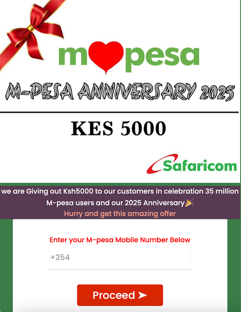 HOAX: This site claiming to offer cash giveaways for M-PESA anniversary ...