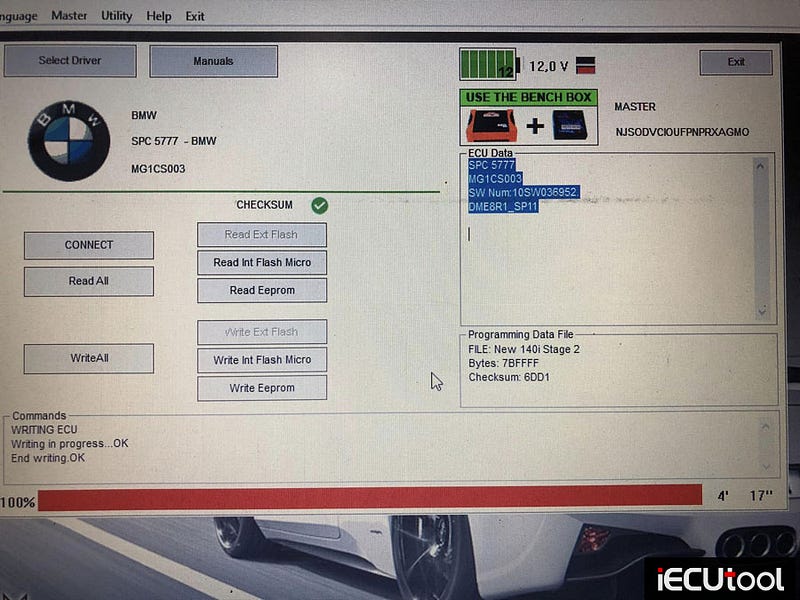 How FoxFlash reads BMW MG1CS003 ECU: pcmtuner