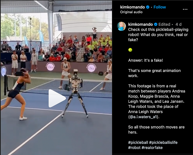 ALTERED: This video showing a robot playing pickleball with humans is ...