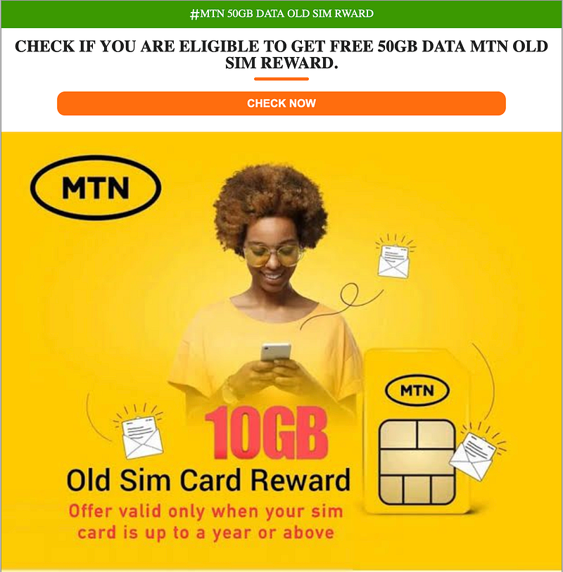 HOAX: This 50GB old SIM card reward is not from MTN