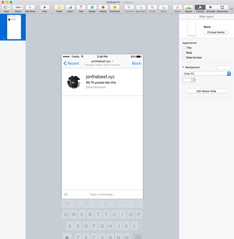 How to prototype a Facebook Messenger bot with Keynote.