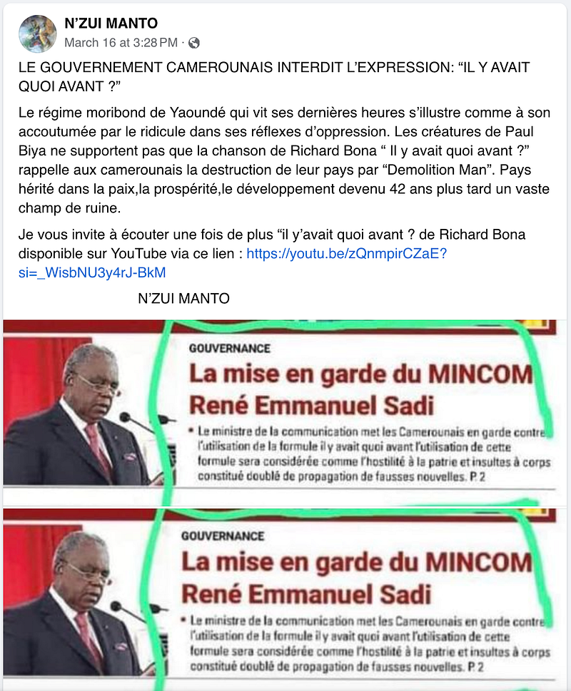 FAUX : Le gouvernement camerounais n’a pas interdit l’utilisation de l ...