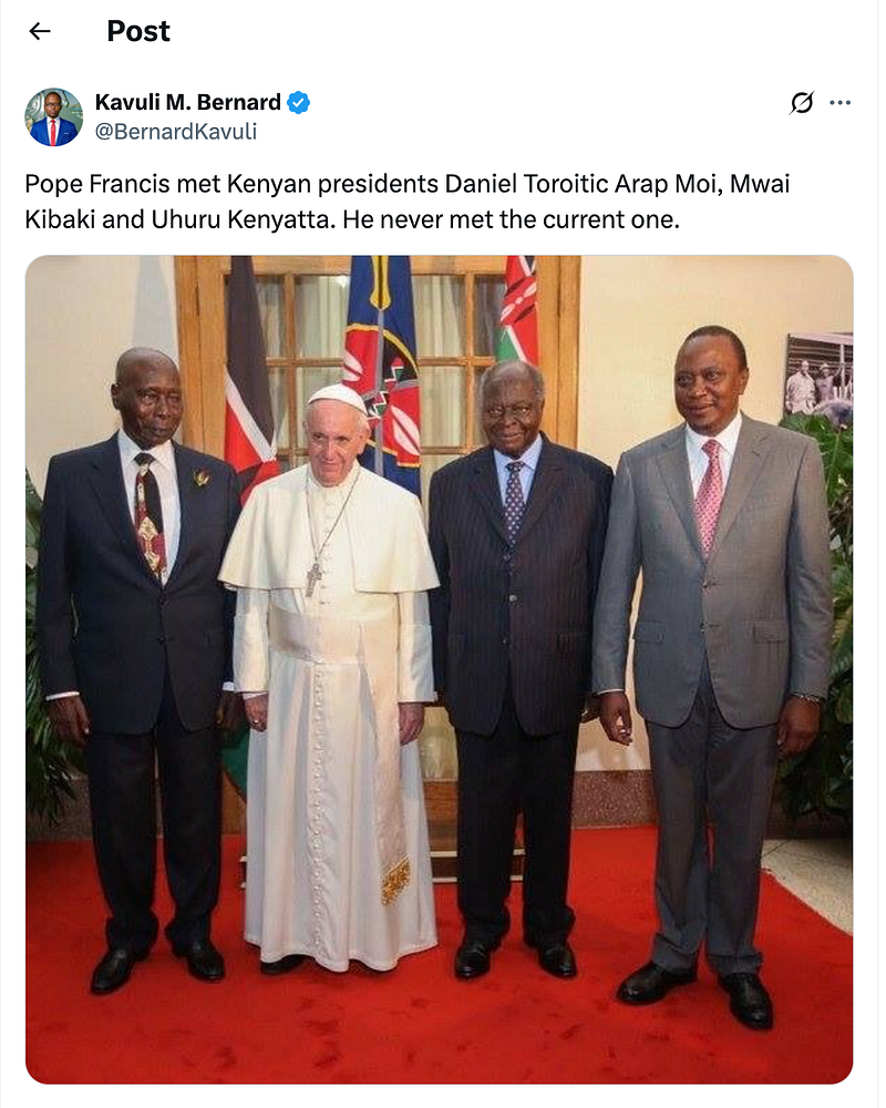 FALSE: This post claiming that Pope Francis didn’t meet President Ruto ...