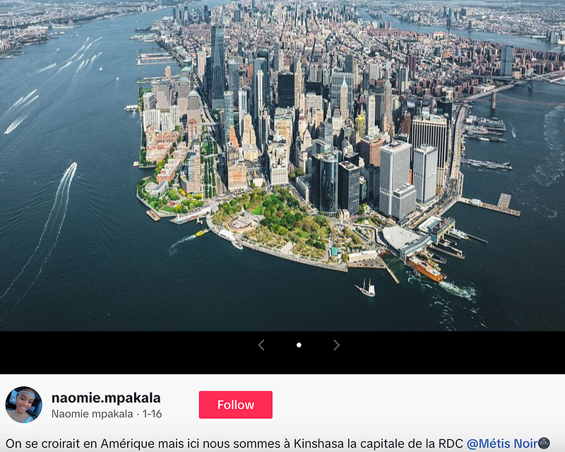 FAUX : Cette photo ne représente pas la ville de Kinshasa en RDC