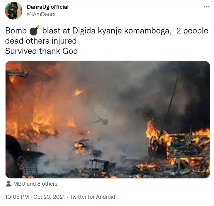 FALSE: This image does not show an explosion that occurred in Uganda