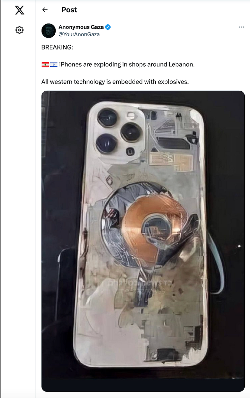 FALSE: This photo isn’t of an exploded iPhone in Lebanon