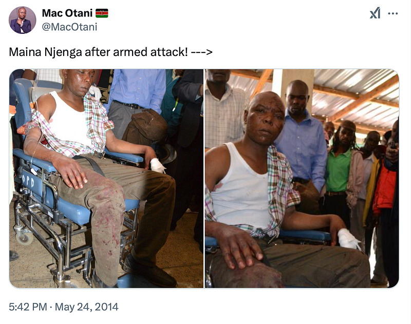 FALSE: This photo of Maina Njenga is not from 2025