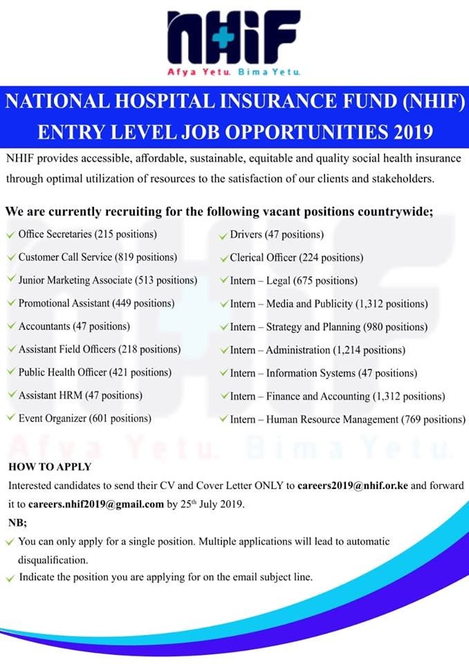 HOAX: NHIF is not recruiting entry level staff at the moment