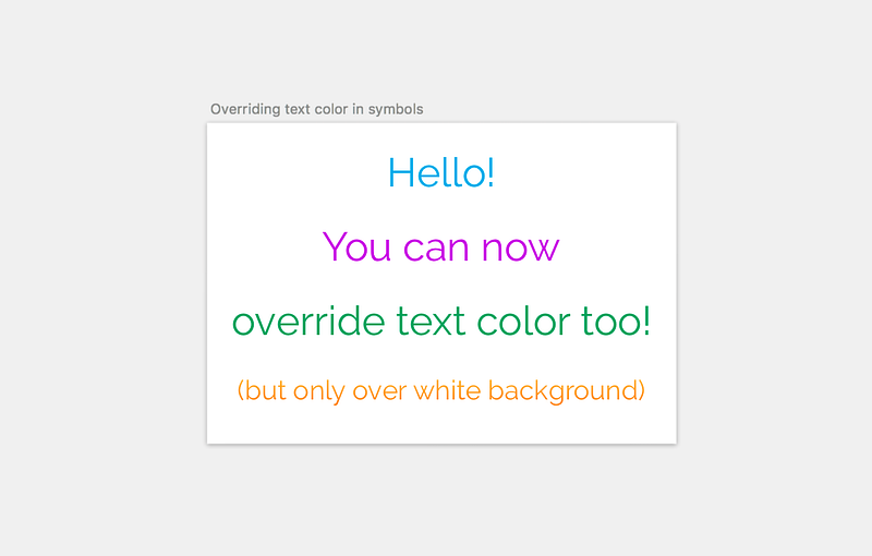Sketch: “Overriding” the color of text layers in symbols.