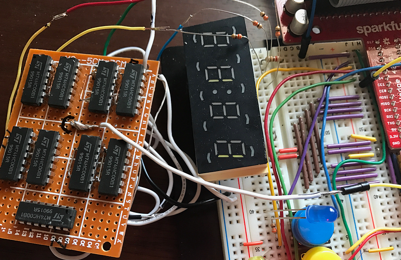 Building a 4-bit shift register from 7400 NAND gates for GPIO output ...