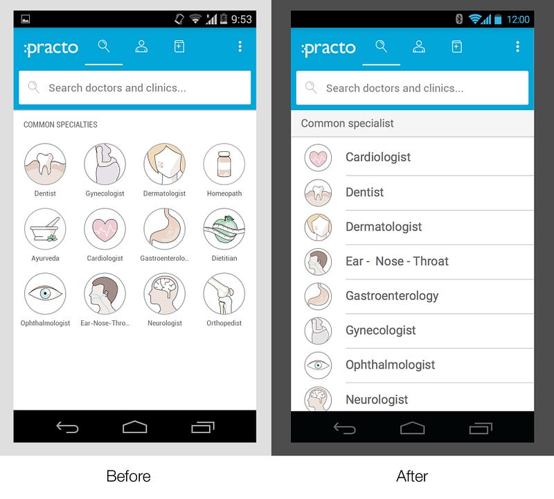 Practo android app: Usability testing – Nirav’s Portfolio – Medium