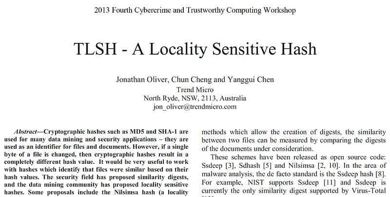 Malware/Spear Phishing Detection: Meet TLSH — A Locality Sensitive Hash