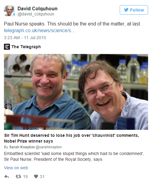 The Tim Hunt Debacle – Louise Mensch – Medium