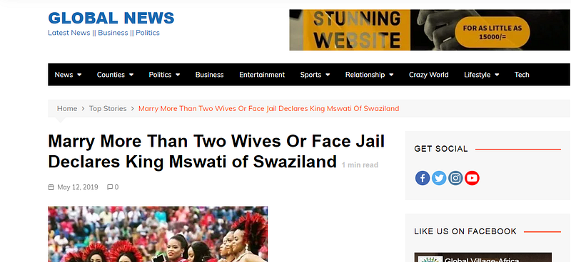 FALSE: Men in eSwatini have not been ordered to ‘marry more wives’ or ...