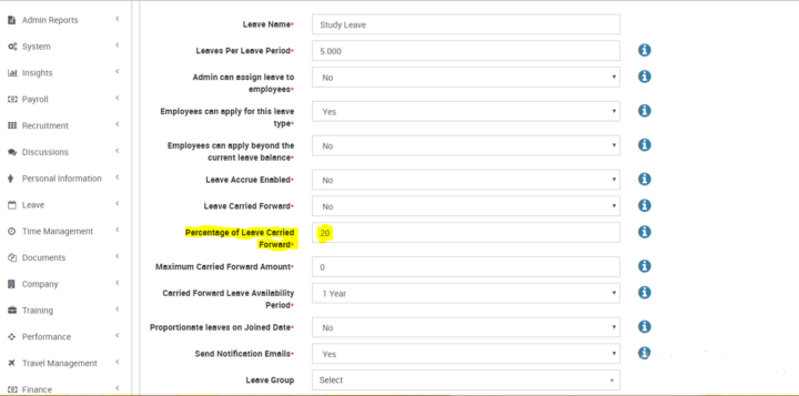 How to make sure only 20% of the remaining leave days are carried ...