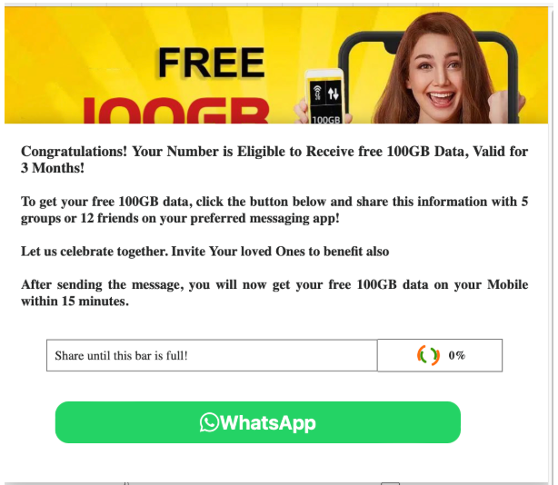 HOAX: This site offering free data for all networks is a scam