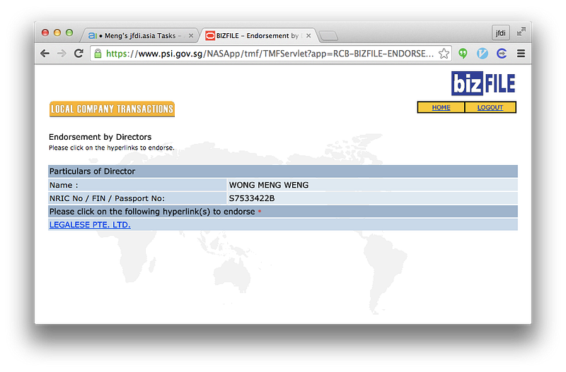 ACRA Bizfile Incorporation Endorsement Side-Quest Walkthrough