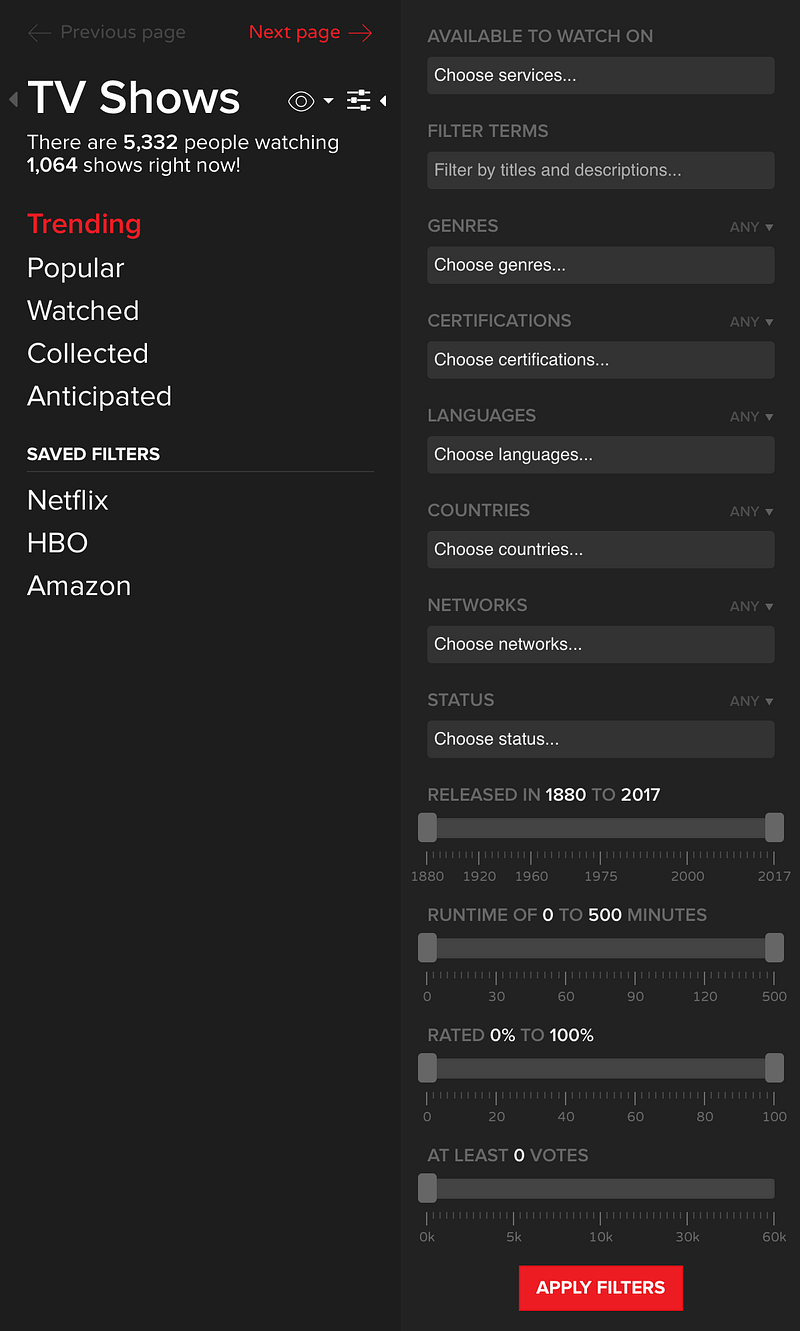 Advanced Filtering – Trakt.tv Blog