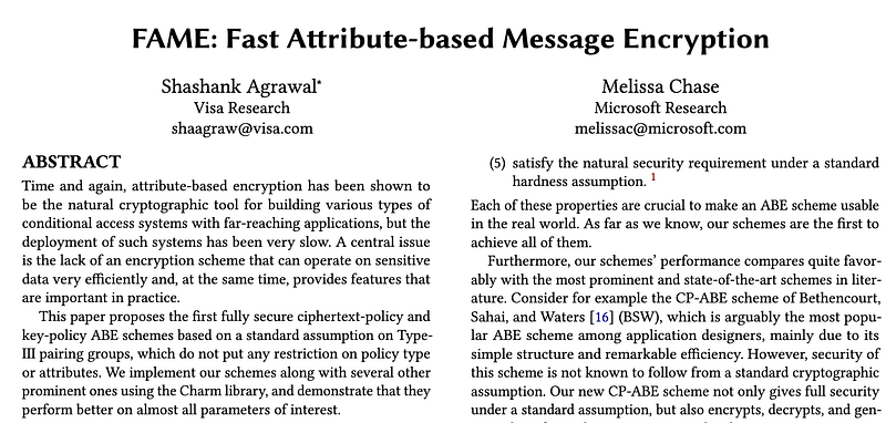 FAME and Enhanced Attributed-Based Security