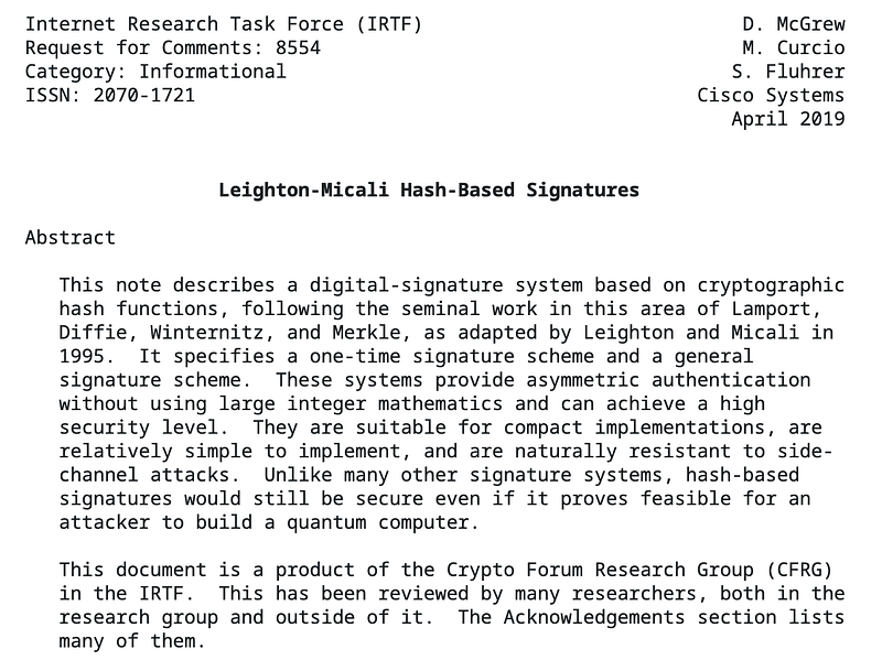 WOTS Up With Post Quantum Cryptography?