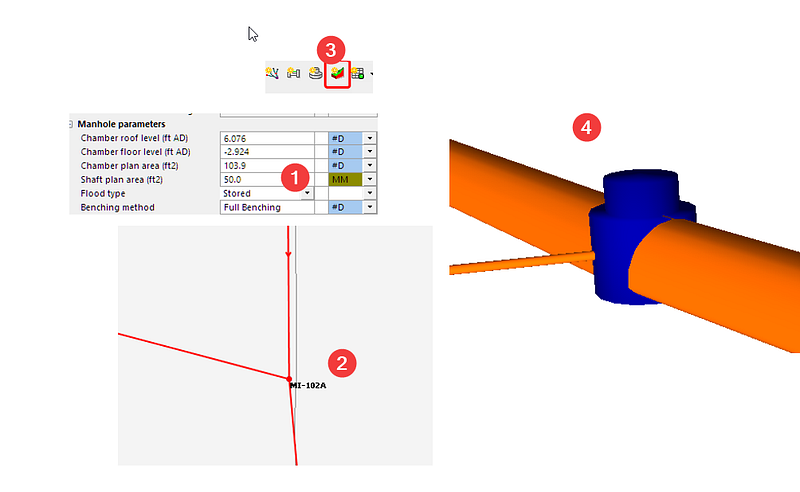 Does manhole shaft plan area impact flow calculation in InfoWorks ICM