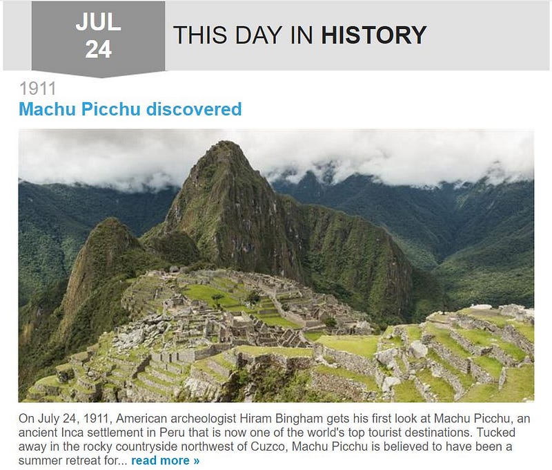 Today In History: Machu Picchu – Abby Franquemont – Medium