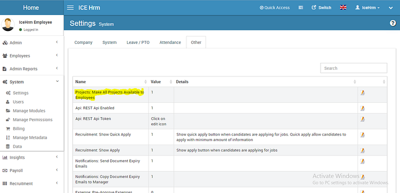 Basic Usage of IceHrm Timesheets