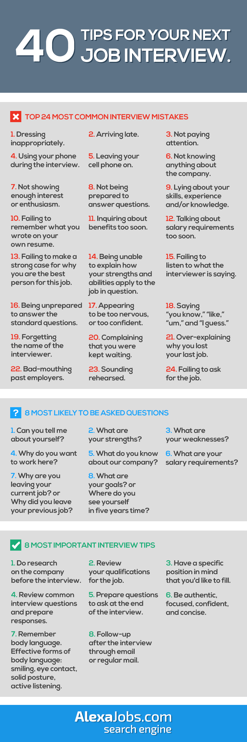 Job Interview Tips Infographic -- 40 Tips to Follow in Your Quest