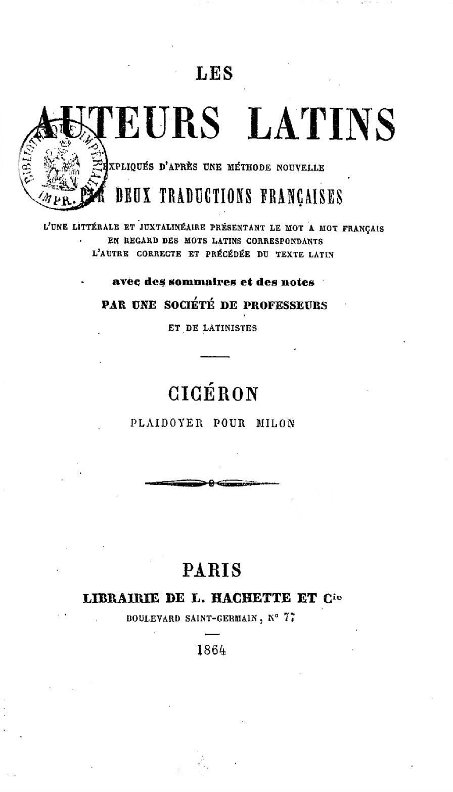 Texte latin, traduction française correcte, traduction interlinéaire