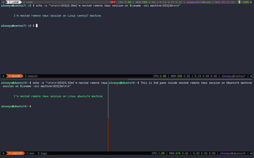 Tmux in practice: local and nested remote tmux sessions : r/tmux